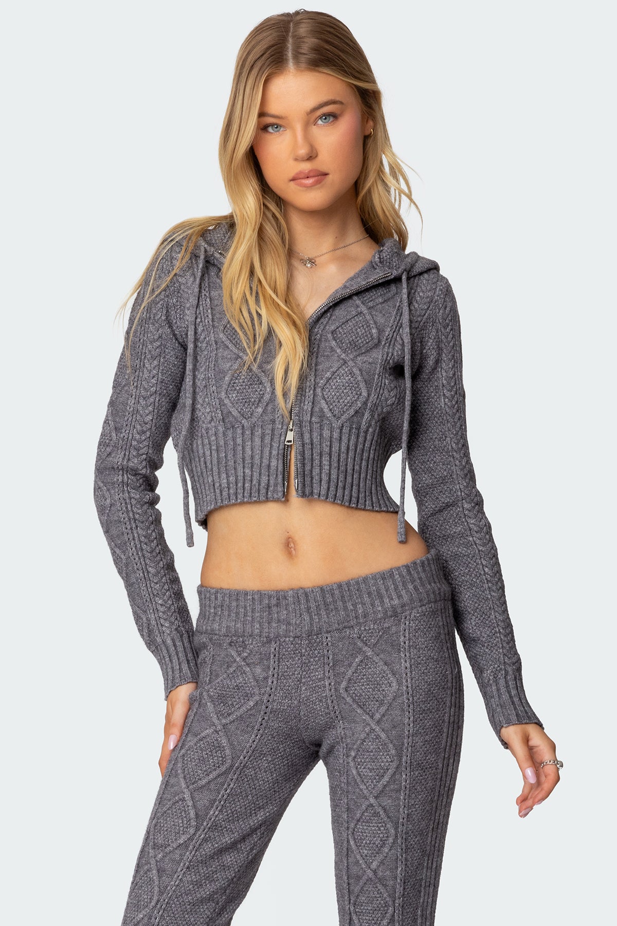 Ray Cable Knit Hooded Cardigan - edikted - Women's Clothing Online