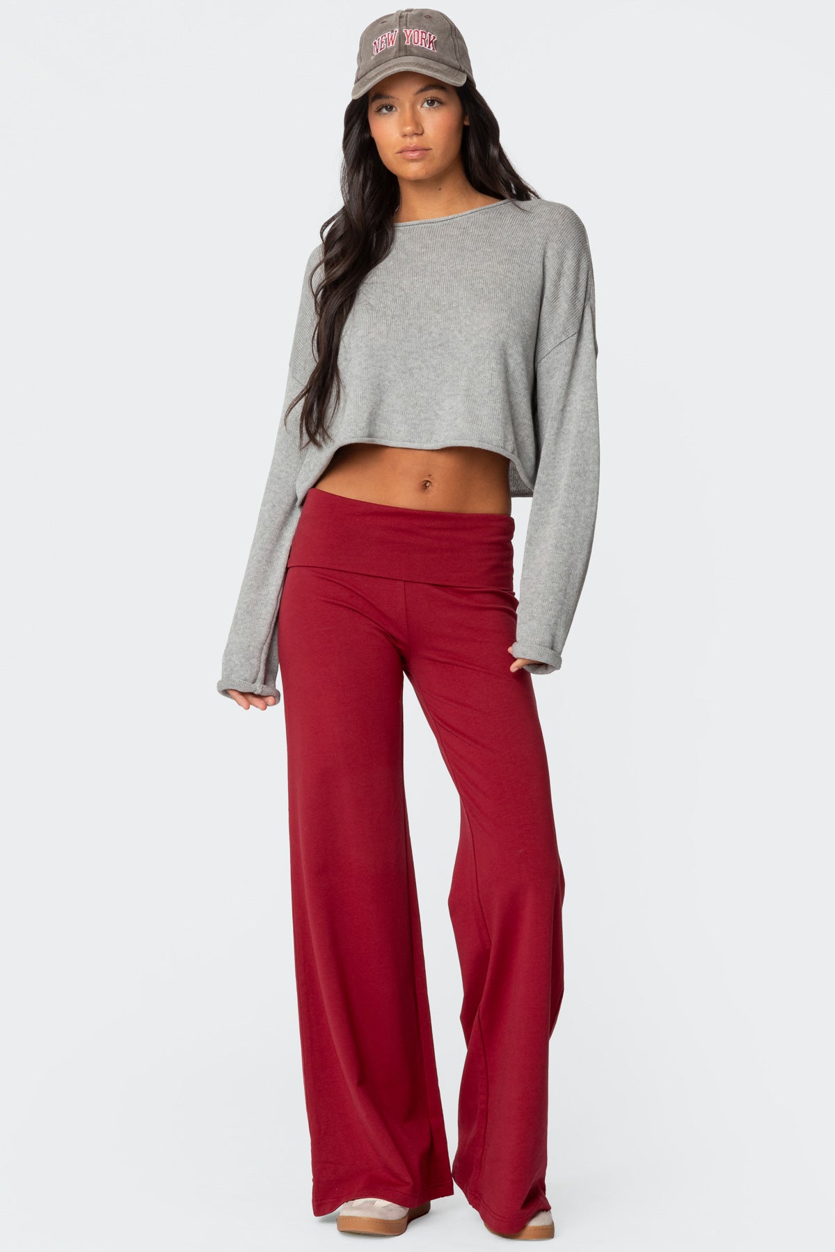 Wide Leg Fold Over Pants - edikted - Women's Clothing Online
